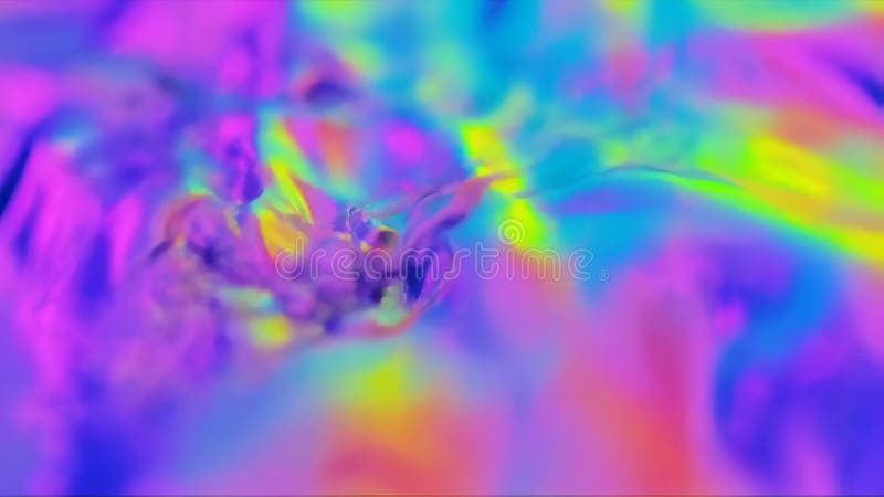 Abstract Holographic Fluid Texture Loop with Vibrant Iridescent Colors ...