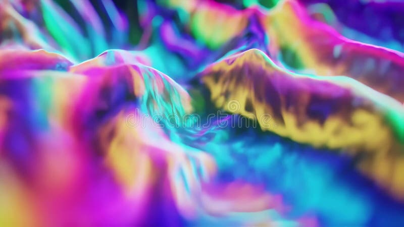 Abstract Holographic Fluid Texture Loop with Vibrant Iridescent Colors ...