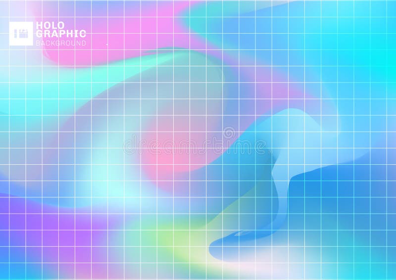 Abstract Holographic Iridescent Smooth Background with Grid Pattern ...