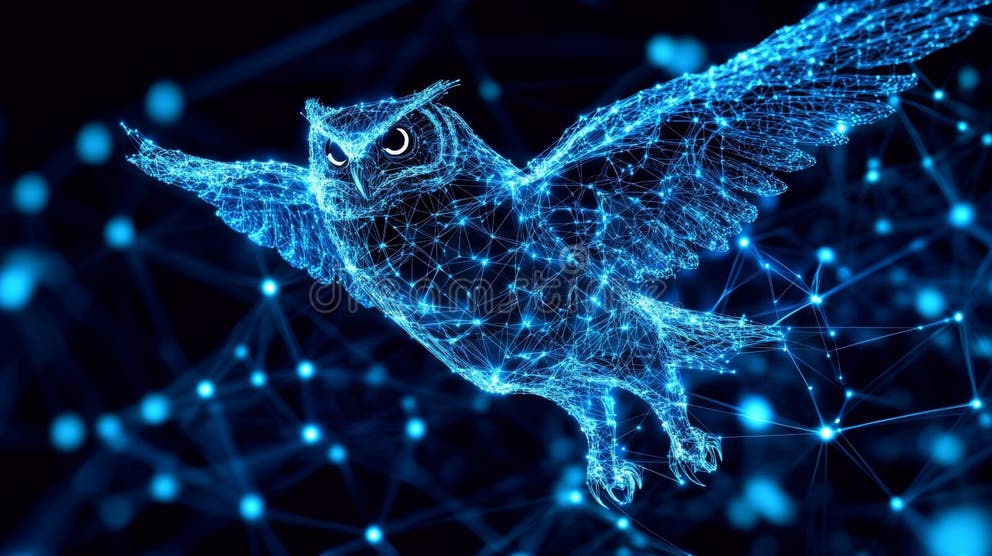 Abstract Holographic Owl in Digital Network Space Concept of Artificial ...