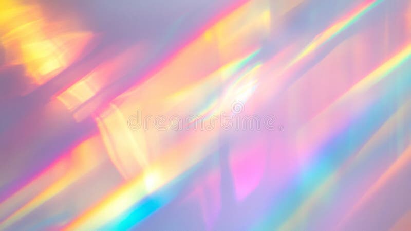 Abstract Holographic Rainbow Light Reflections on a Soft Pink ...