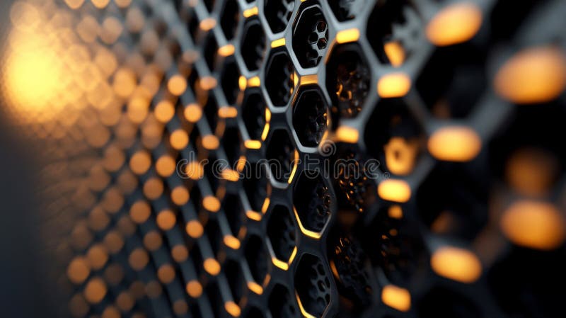 Abstract Honeycomb Metal Texture with Gold Accents Stock Illustration ...