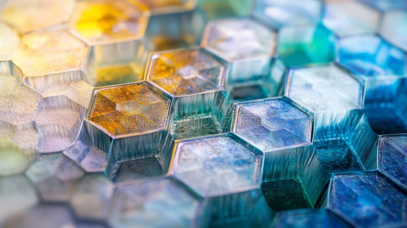 Abstract Honeycomb Pattern with Blue and Yellow Gradient Light ...