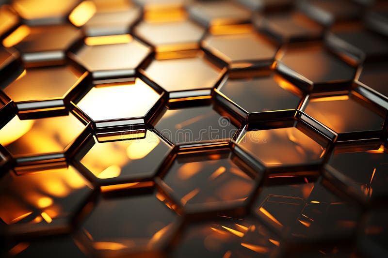 Abstract Honeycomb Pattern with Golden Glow Stock Illustration ...