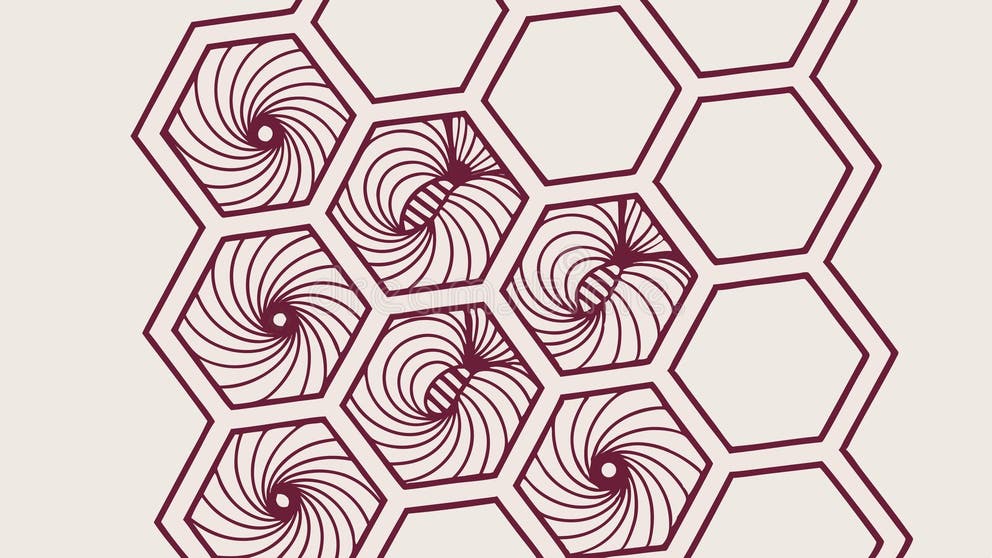 Abstract Honeycomb Pattern with Swirling Lines in a Retro Style. Vector ...