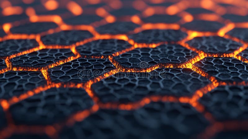 Abstract Honeycomb Structure with Glowing Highlights and Dark ...