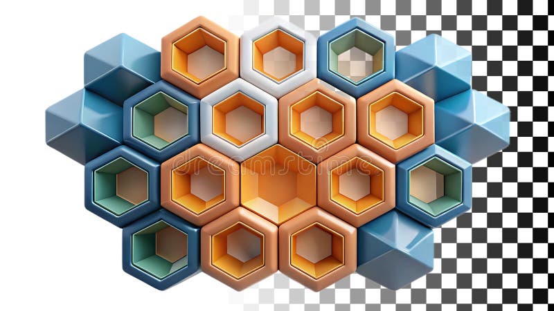 Abstract Honeycomb Structure Gold Blue Hexagonal Pattern Png ...