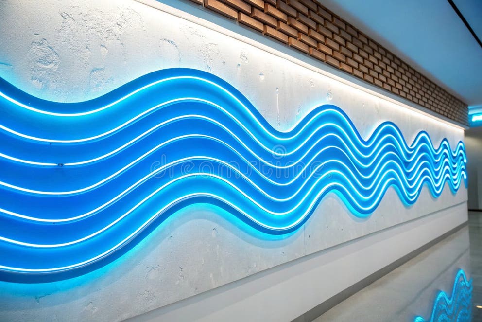 Blue Neon Color Strip Wave Paper Stock Illustration - Illustration of ...