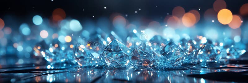 Abstract Horizontal Background for Website Header. Blue Ice Crystals on ...