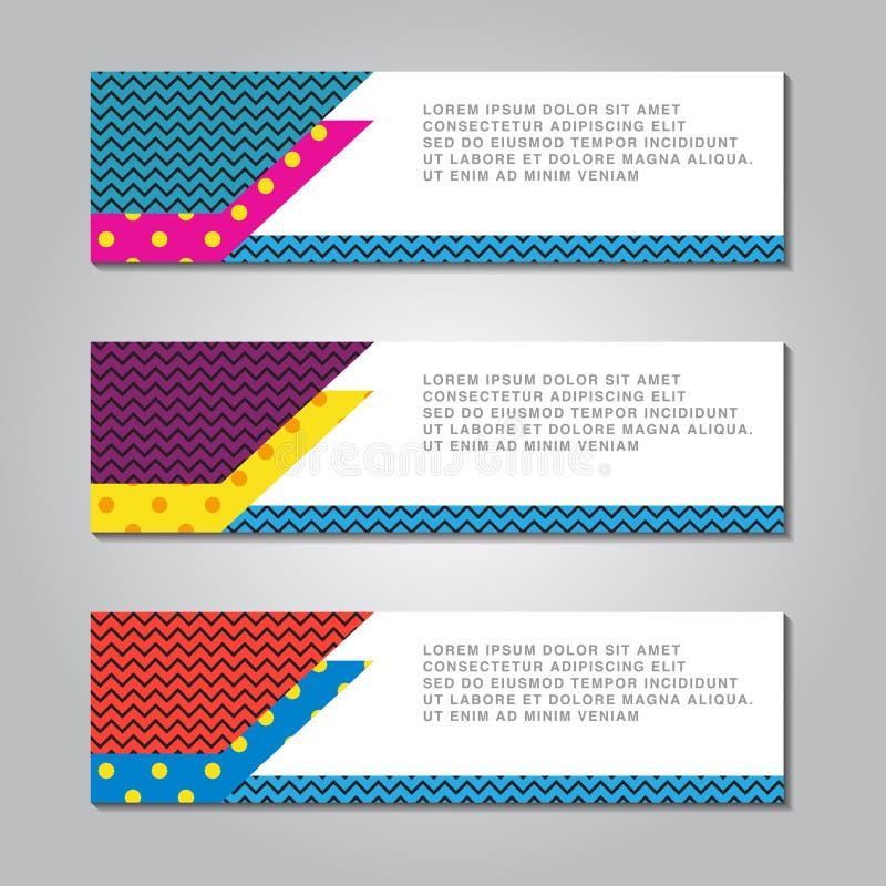 Abstract Horizontal Banner Design with Dot and Memphis Striped ...