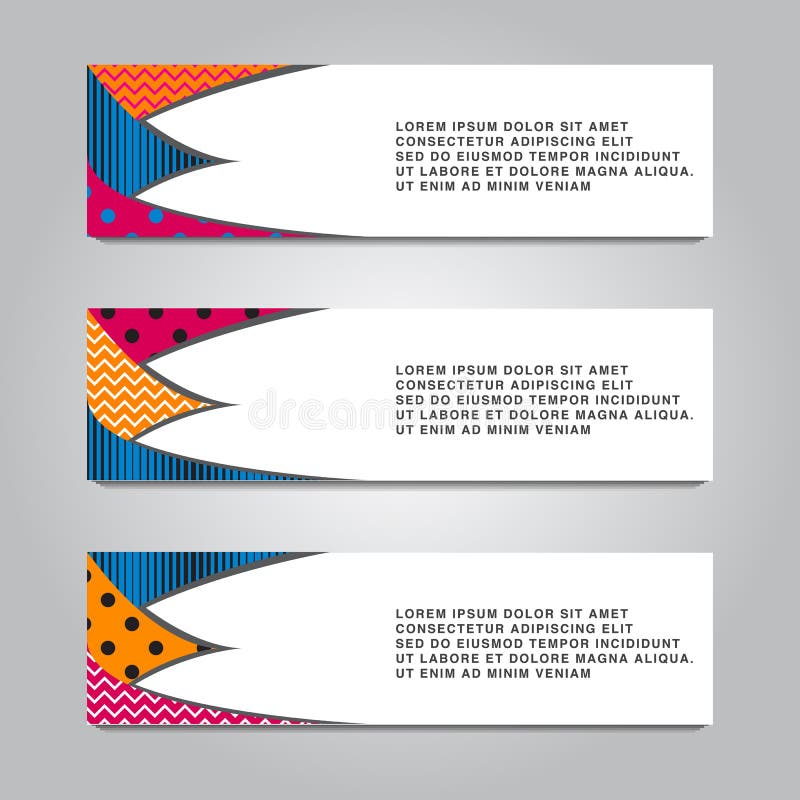 Abstract Horizontal Banner Design with Dot and Memphis Striped ...