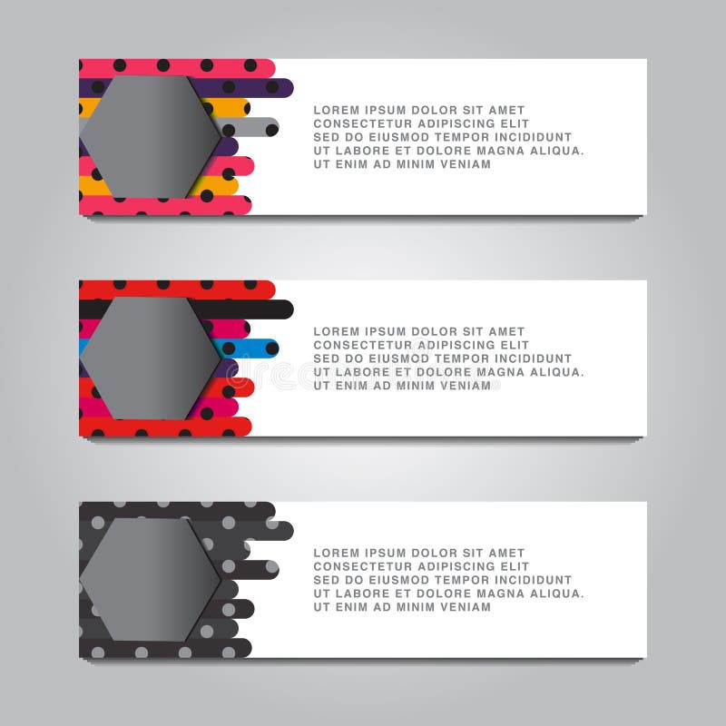 Abstract Horizontal Banner Design with Dot and Memphis Striped ...