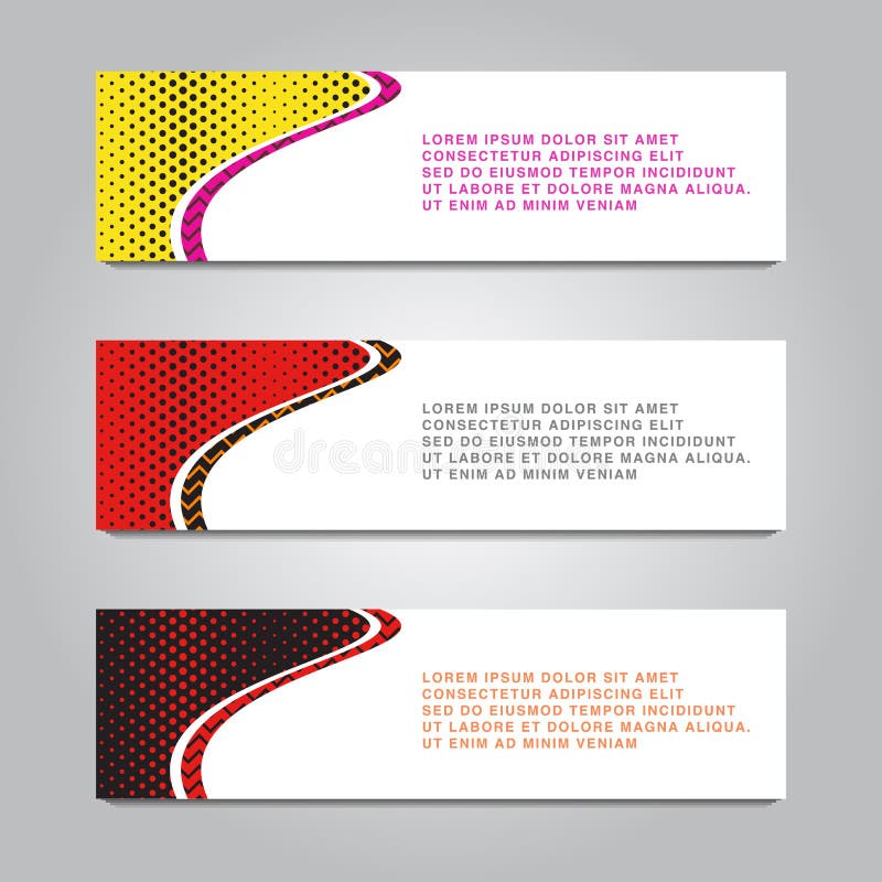 Abstract Horizontal Banner Design with Dot and Memphis Striped ...