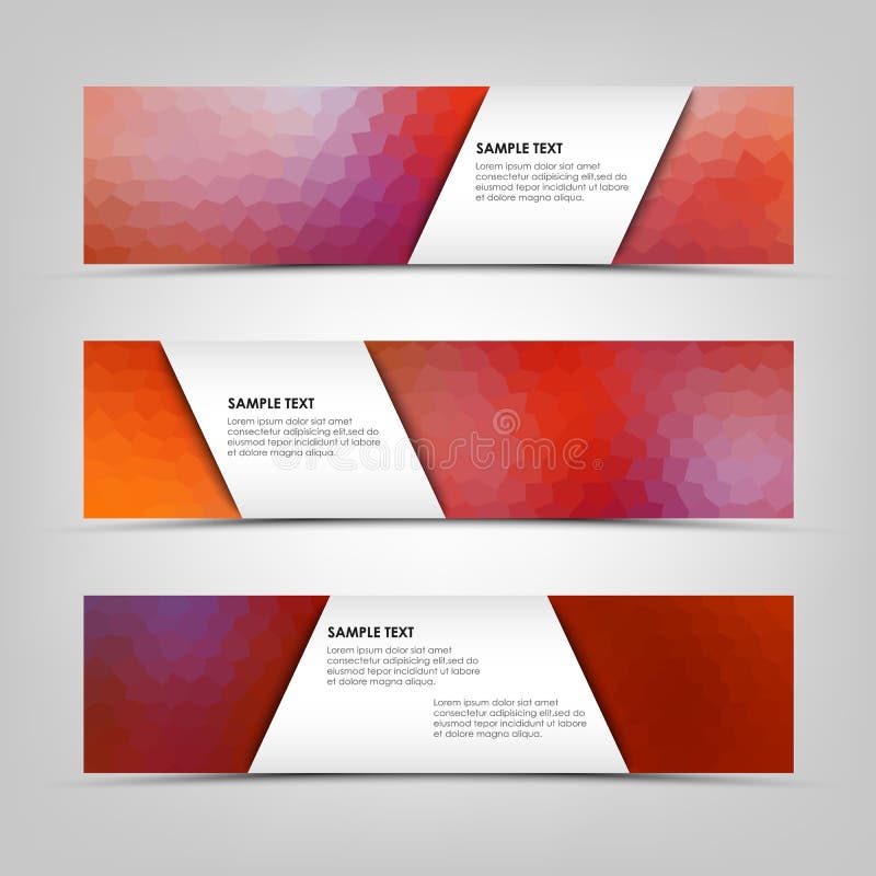 Abstract Horizontal Banners with Poly Flow Pattern and Stripes Stock ...