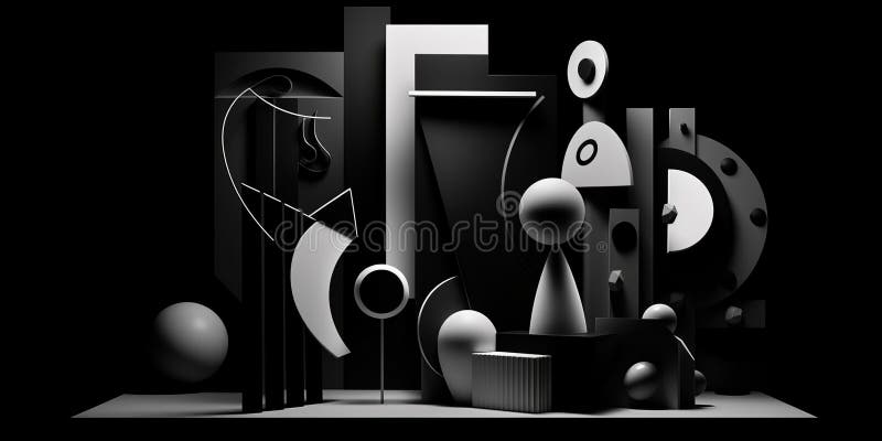 Abstract Horizontal Composition with Black 3d Objects on Black ...