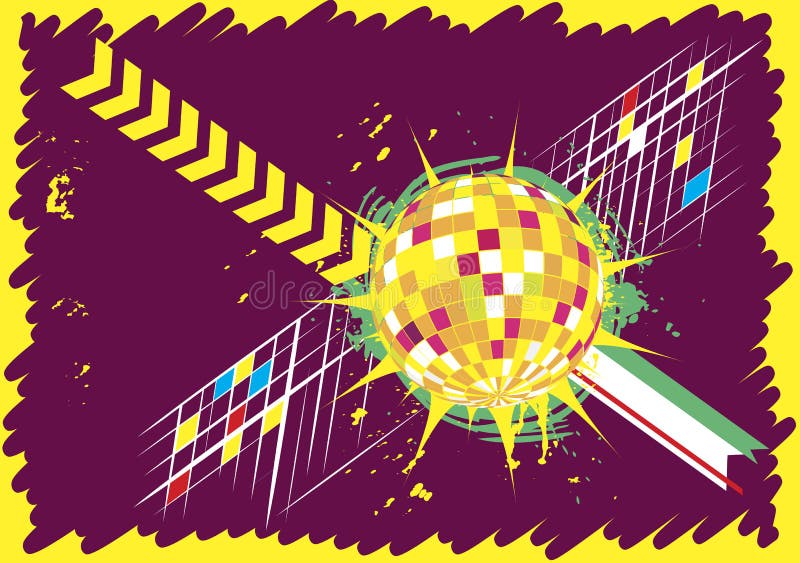 Abstract Horizontal Dance Club Banner with Disco Ball Stock Vector ...