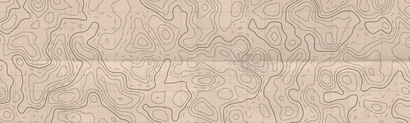 Abstract Horizontal Long Banner with Topographic Line Map and Paper ...