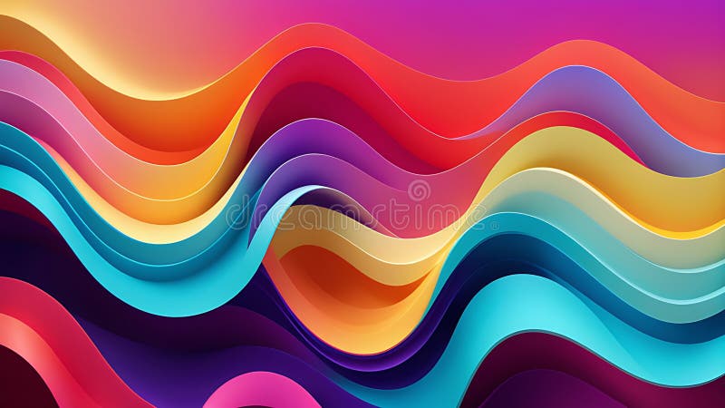 Abstract Horizontal Rainbow Gradient Volume Wave Texture Background ...