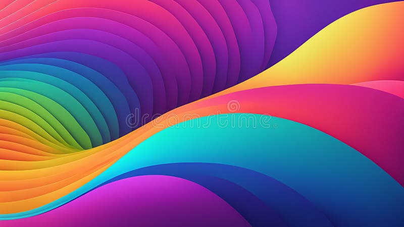 Abstract Horizontal Rainbow Gradient Wave Texture Background. Smooth ...