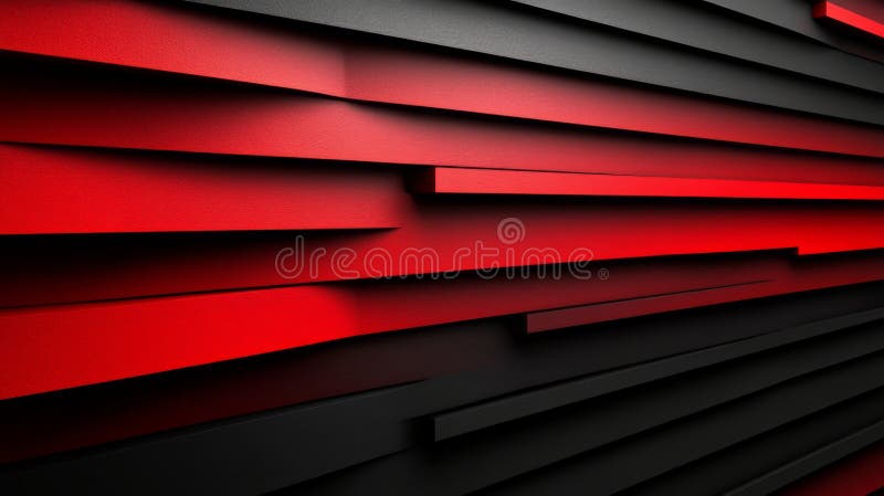 Abstract Horizontal Red Lines on a Black Background with Shadows ...