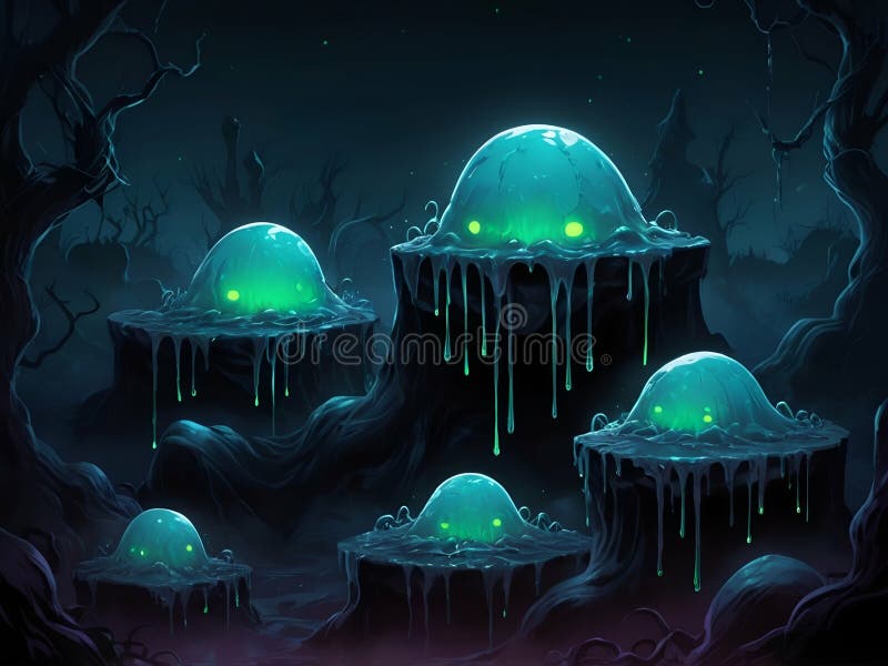 Abstract Horror Glow Creepy Slime Halloween Background Stock ...