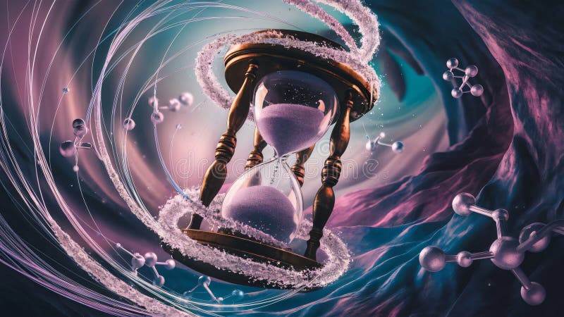 Abstract Hourglass with Molecular Structures, Time High Quality Image ...