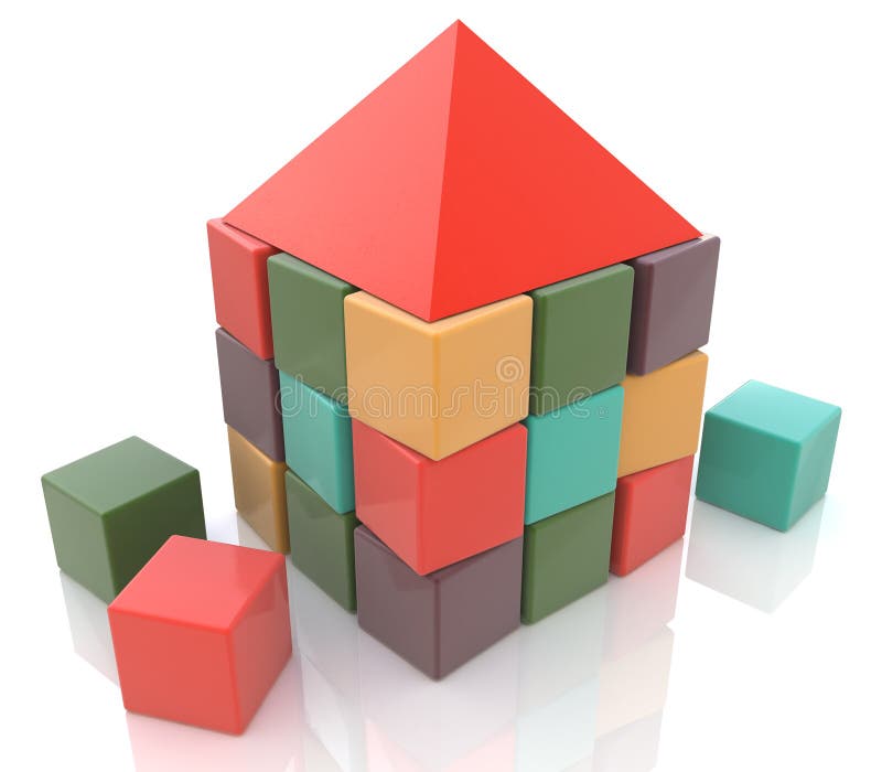 Abstract House Made of Children Blocks 3d Stock Illustration ...
