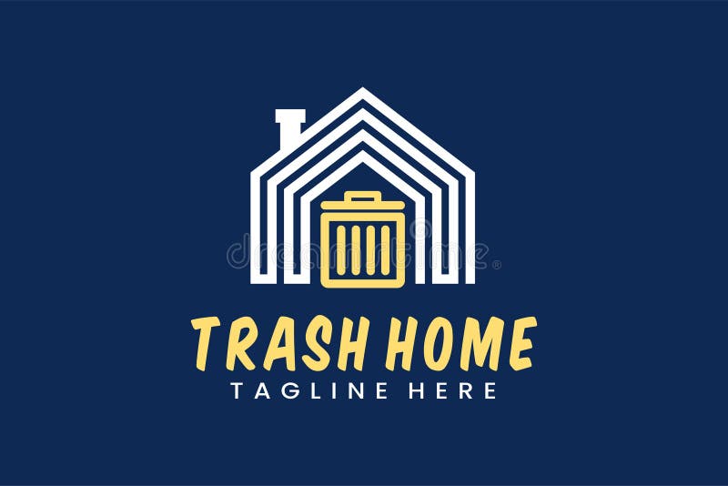 Abstract House Trash Rubbish Bin Logo Template Stock Vector ...