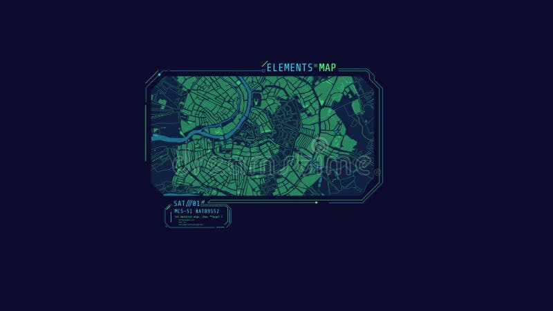 Looped Animation of a Map Fragment with Callouts HUD Element. Stock ...
