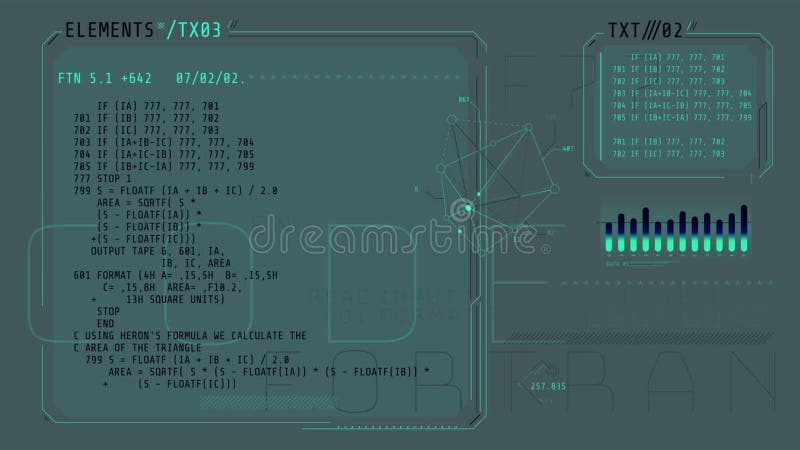 Abstract HUD Interface with Code and Infographics. Stock Footage ...