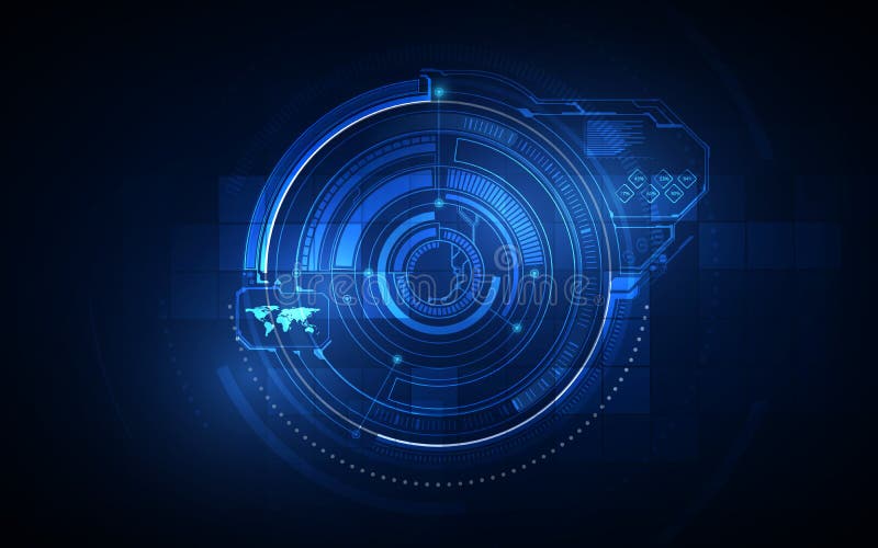 HUD Futuristic Screen with Orange and Blue Data Analysis Details ...