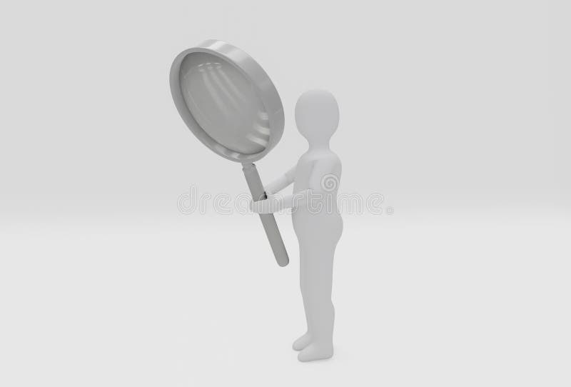 Abstract Human with Big Magnifier Look for Something Stock Illustration ...