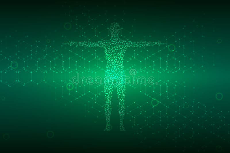 Abstract Human Body with Molecules DNA. Stock Illustration ...