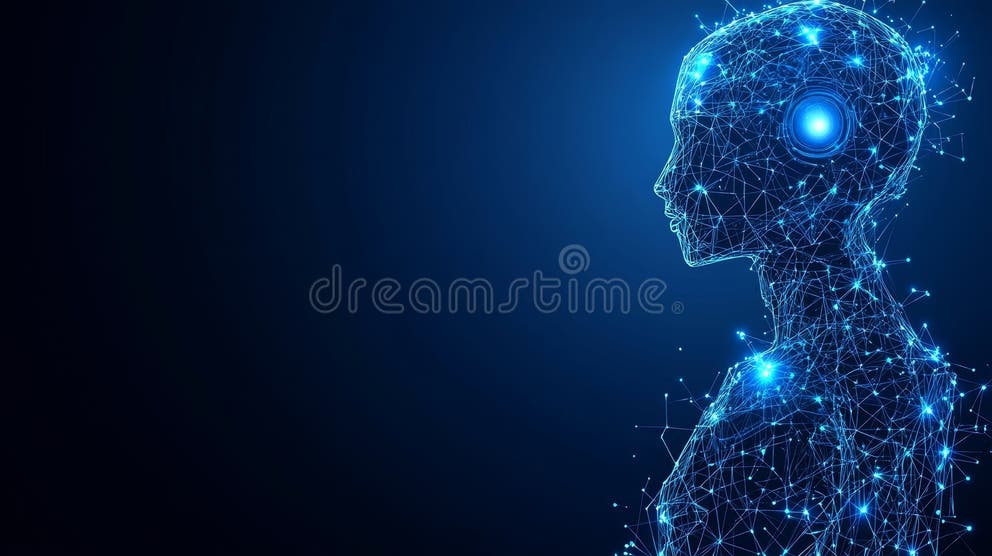 Abstract Human Body Shape, 3D Render Illustration Connectivity, Network ...