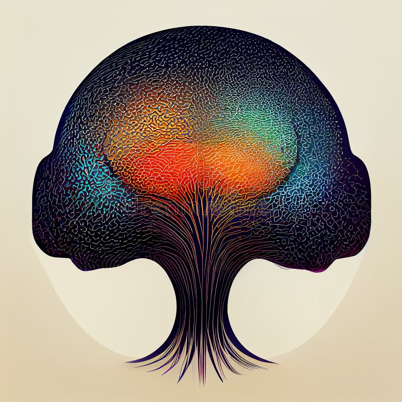 Abstract Human Brain on a Beige Background. Scientific Neuroscience ...