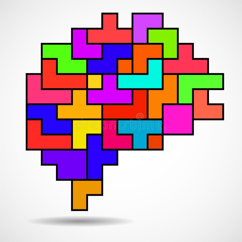 Abstract Human Brain of Colored Blocks Stock Illustration ...