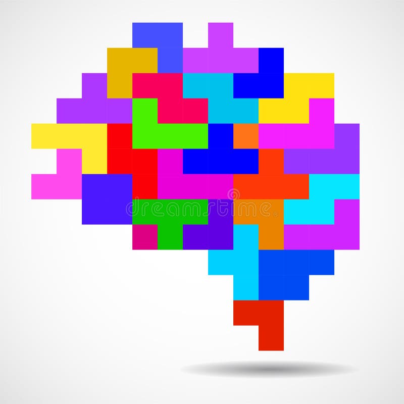 Abstract Human Brain of Colored Blocks Stock Illustration ...
