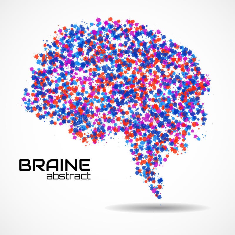 Abstract Human Brain of Colorful Ink Splashes Stock Illustration ...