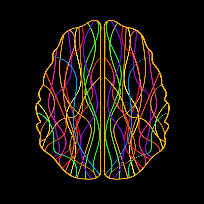 Abstract Human Brain of Colorful Stripes and Lines Stock Illustration ...