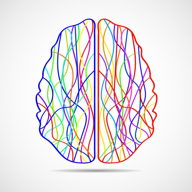 Abstract Human Brain of Colorful Stripes and Lines Stock Illustration ...