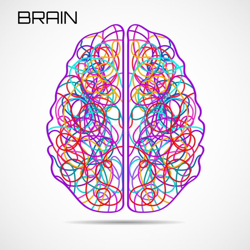 Abstract Human Brain of Colorful Stripes and Lines Stock Vector ...