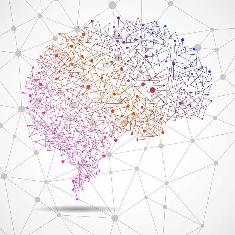 Abstract Human Brain of Dots and Lines, Polygonal Structure Stock ...