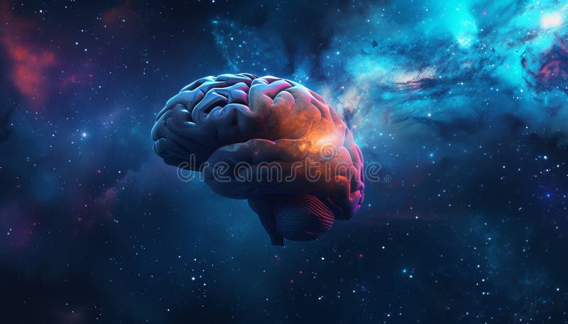 Abstract Human Brain Full with Creativity Galaxy Background. Stock ...