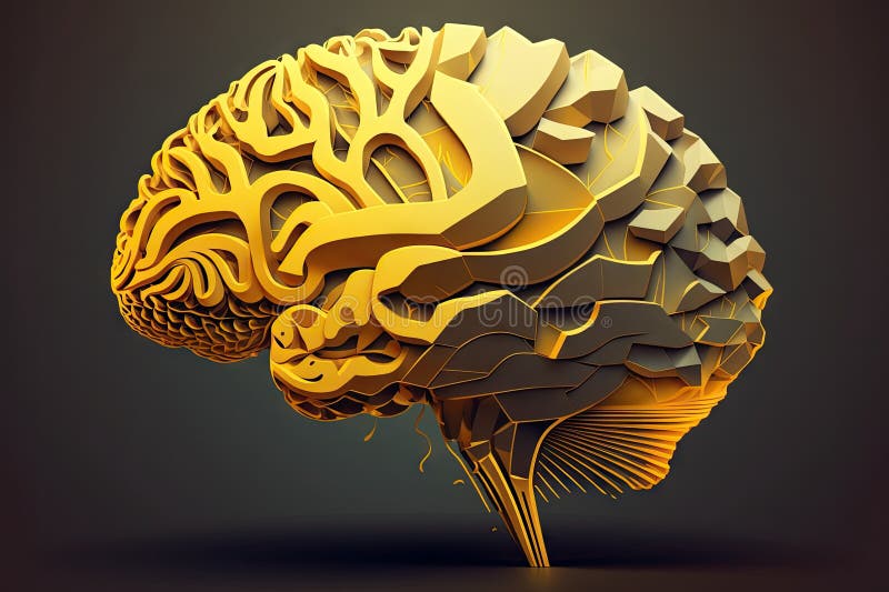 Abstract Human Brain with Inspiration and Creative Thinking in Yellow ...