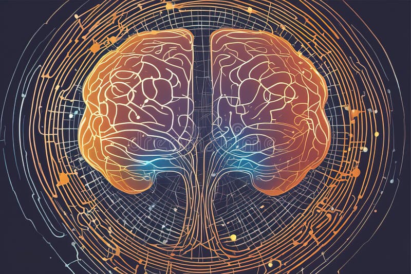 Abstract Human Brain and Lines. 3 D Renderabstract Human Brain and ...