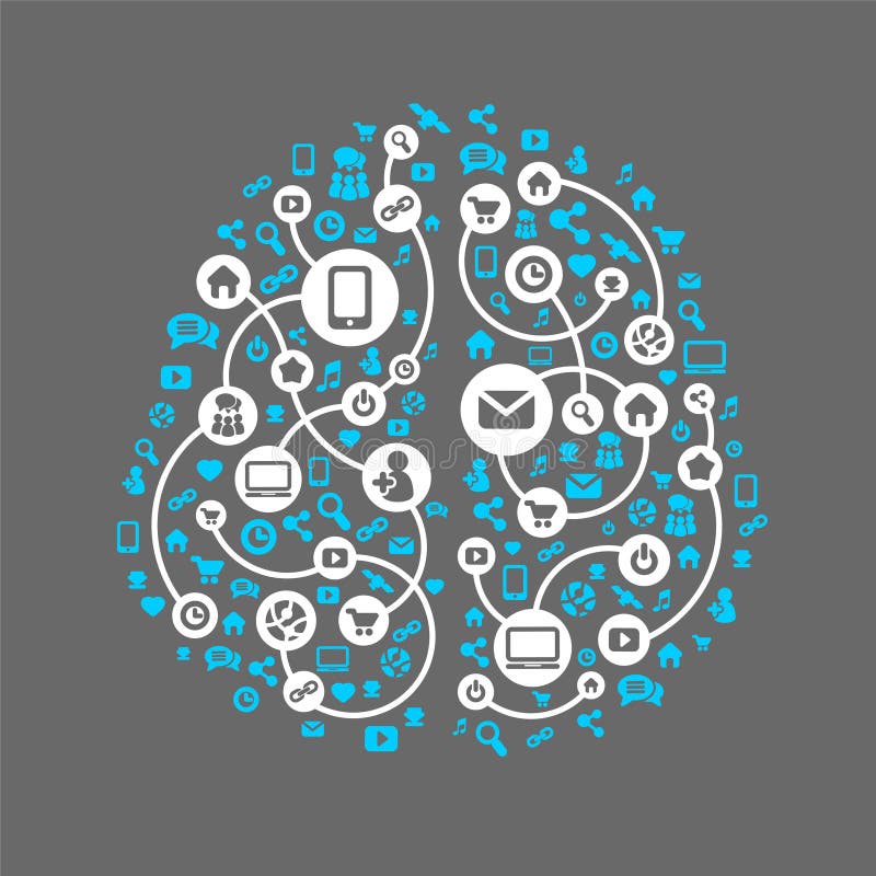Social Media Brain Communication Stock Vector - Illustration of network ...