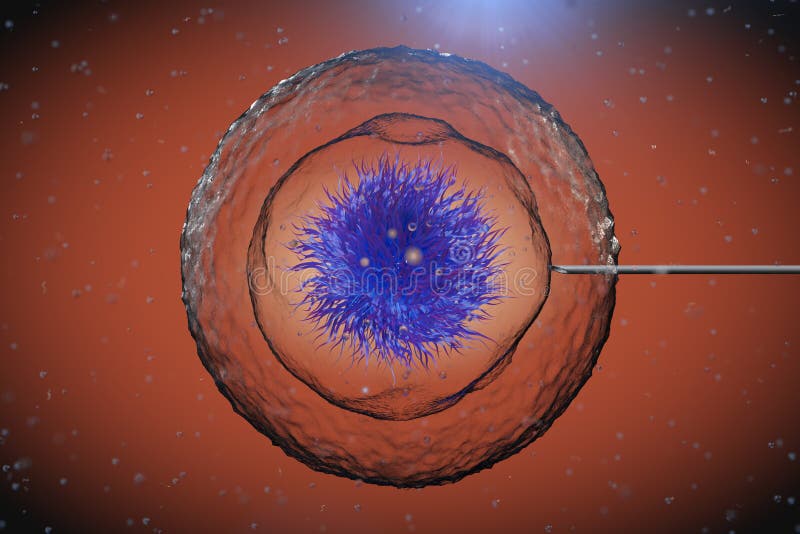 Abstract Human Cell with Tube Needle Under Microscope. 3d Render Stock ...