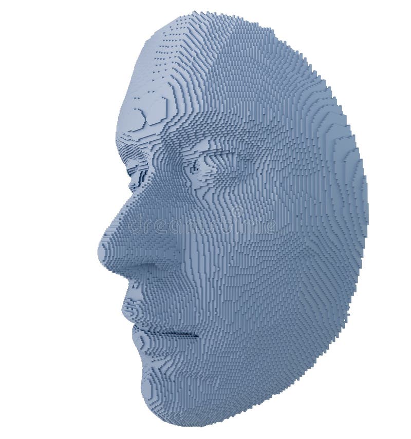 Abstract Human Face Constructing from Cubes Stock Illustration ...
