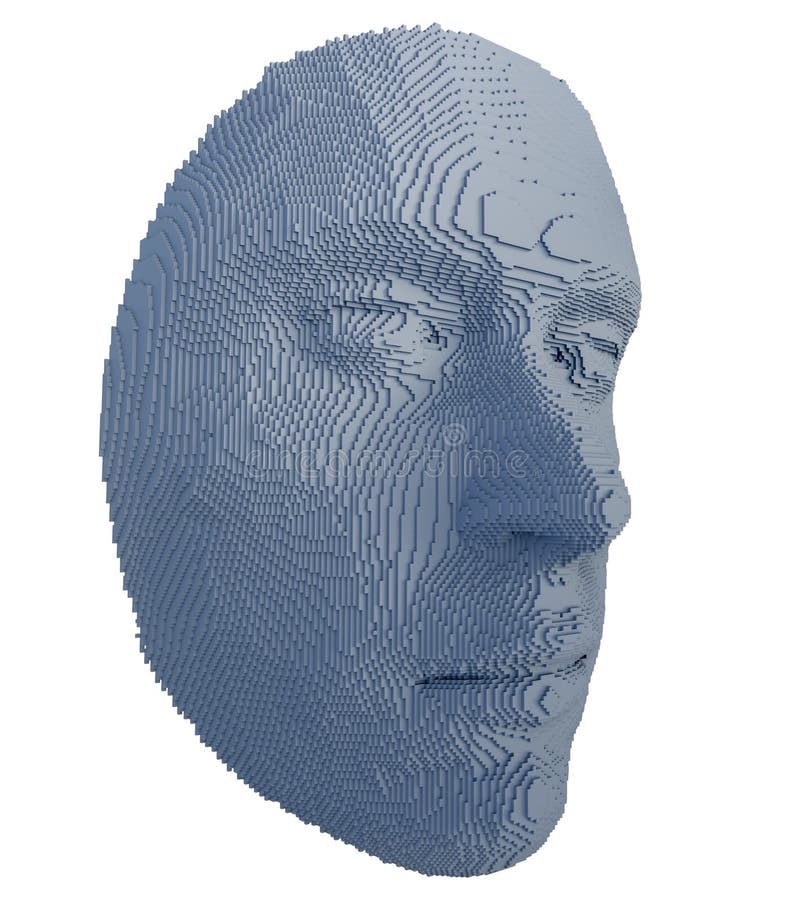 Abstract Human Face Constructing from Cubes Stock Illustration ...