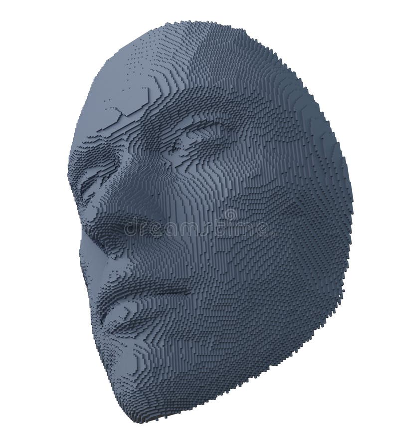 Abstract Human Face Constructing from Cubes Stock Illustration ...